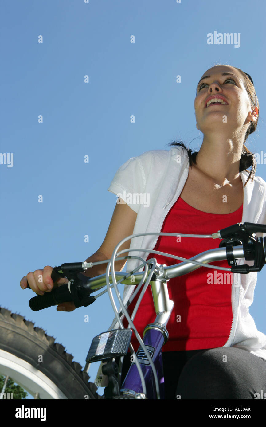 Young Woman Riding Bike Model Released Stock Photo - Alamy