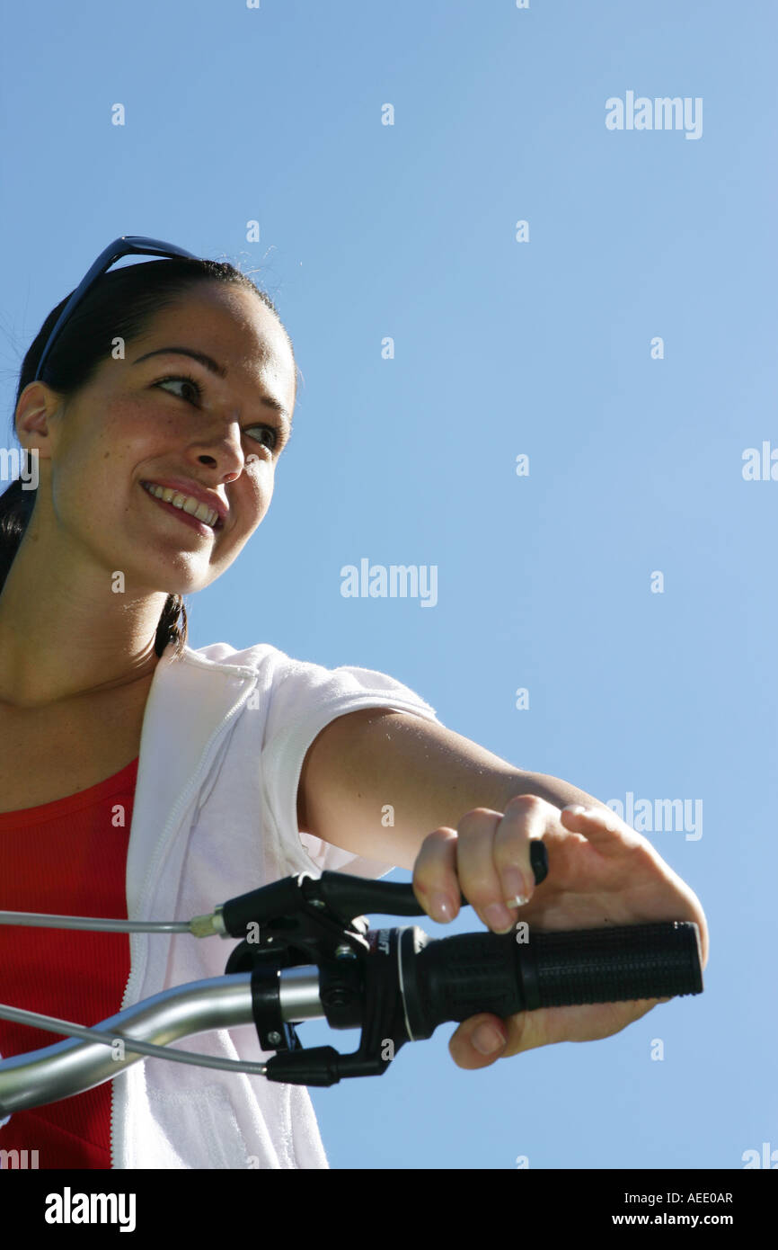Young Woman Riding Bike Model Released Stock Photo - Alamy