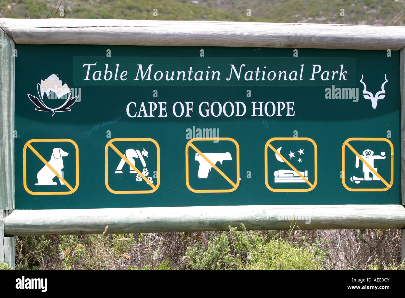 Sign at Table Mountain National Park,South Africa Stock Photo - Alamy