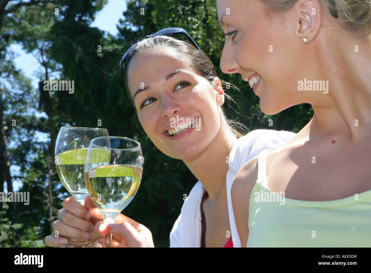 Young Women Drinking Wine Model Released Stock Photo - Alamy