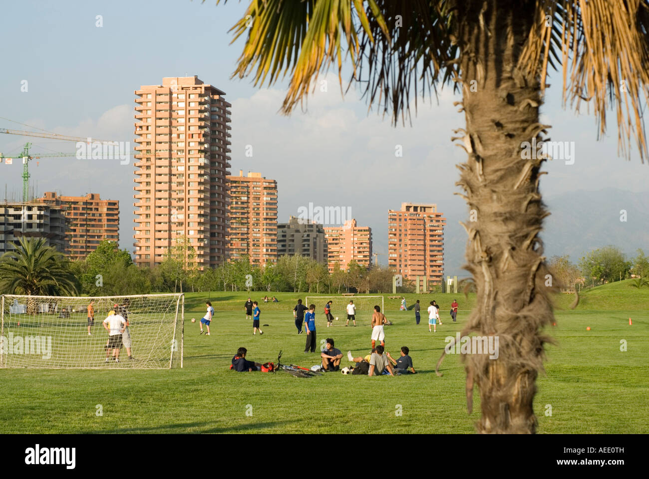 A friendly soccer or football game being played in Santiago, Chile ...