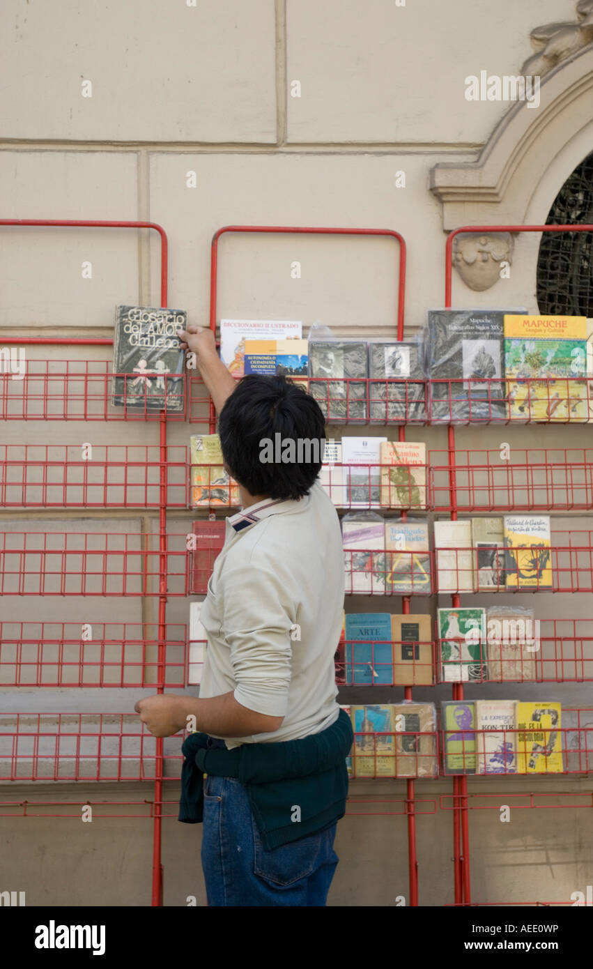 Street vendor selling books on a sidewalk in Santiago, Chile Stock ...
