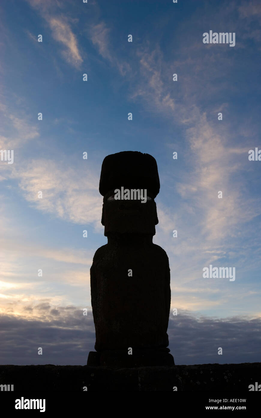 Moai on Easter Island at sunset Stock Photo - Alamy