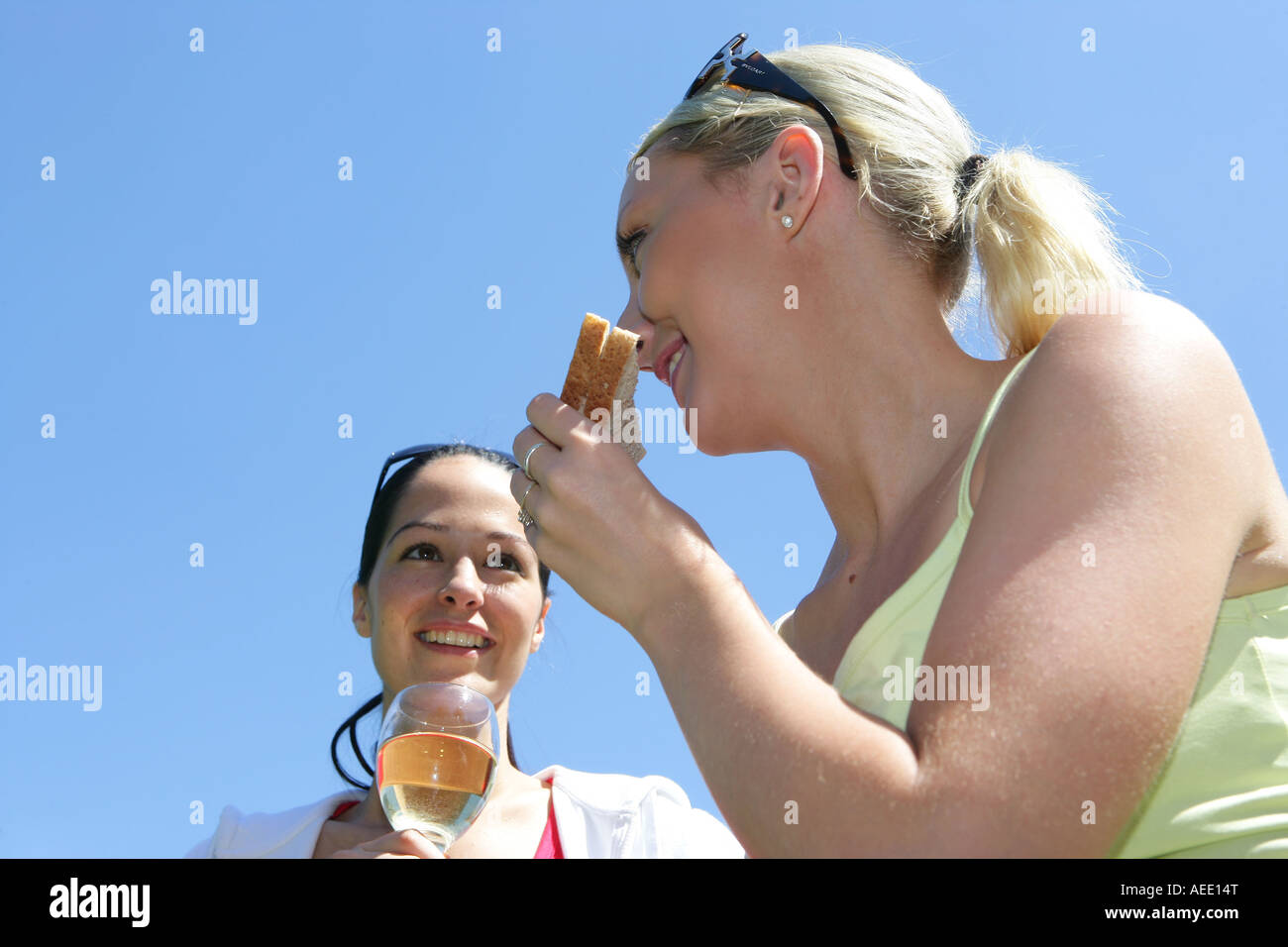 Young Women Eating Lunch Model Released Stock Photo - Alamy