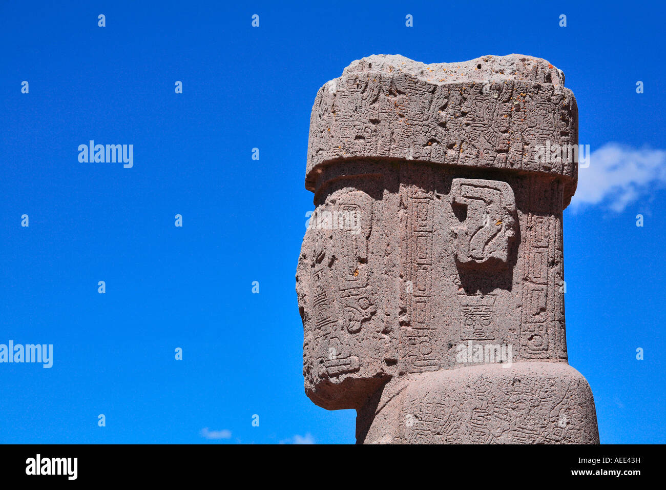 Detail of the Ponce monolith Tiwanaku ruins ancient capital of the ...