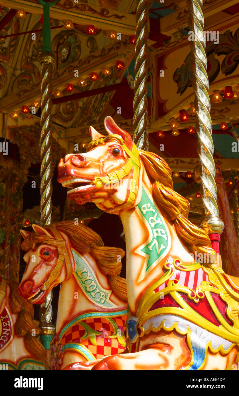 Traditional fairground carousel horses Stock Photo - Alamy