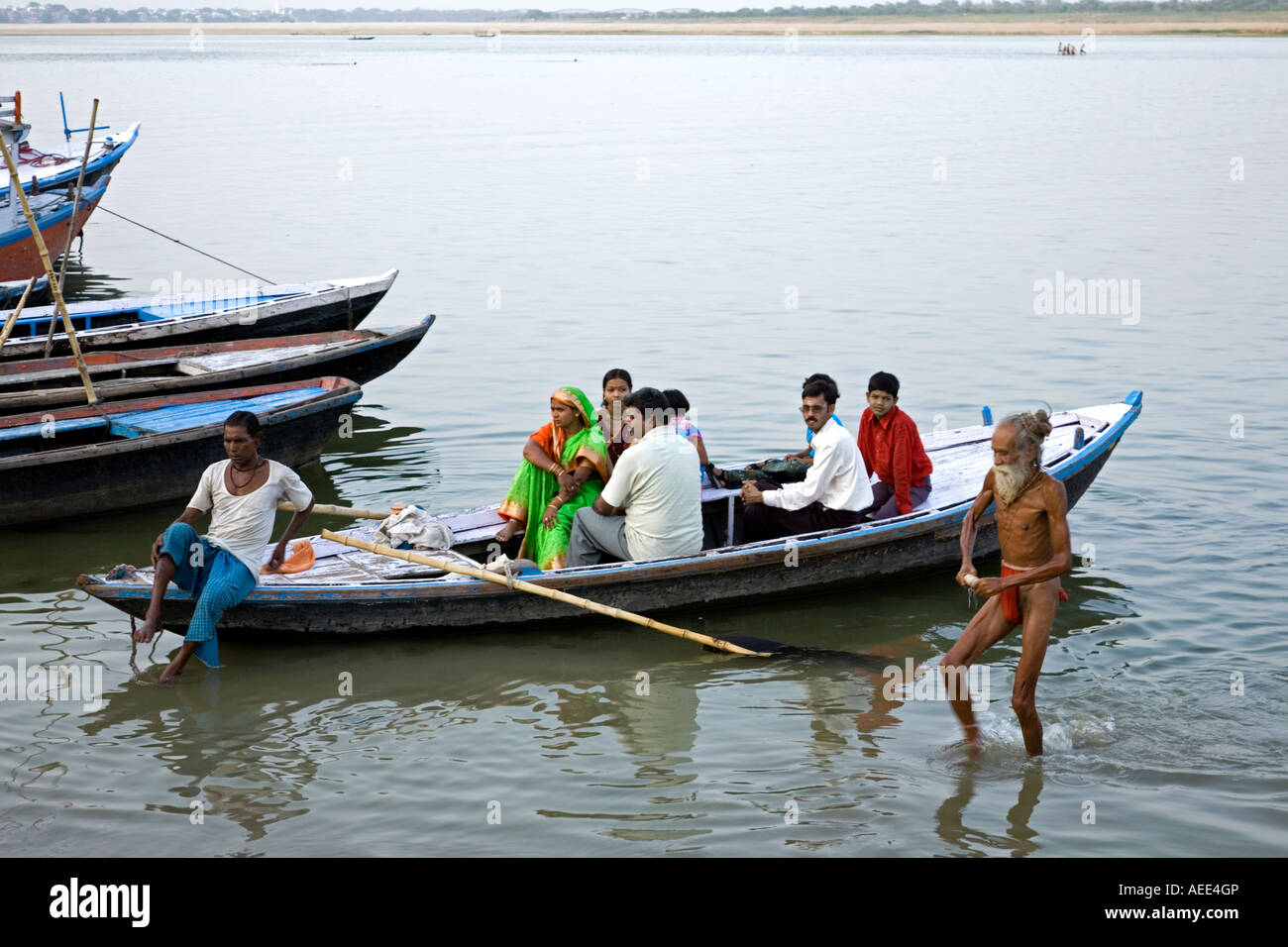 Sadhu ritual bathing. Tulsi Ghat. Ganges river. Varanasi. India Stock ...
