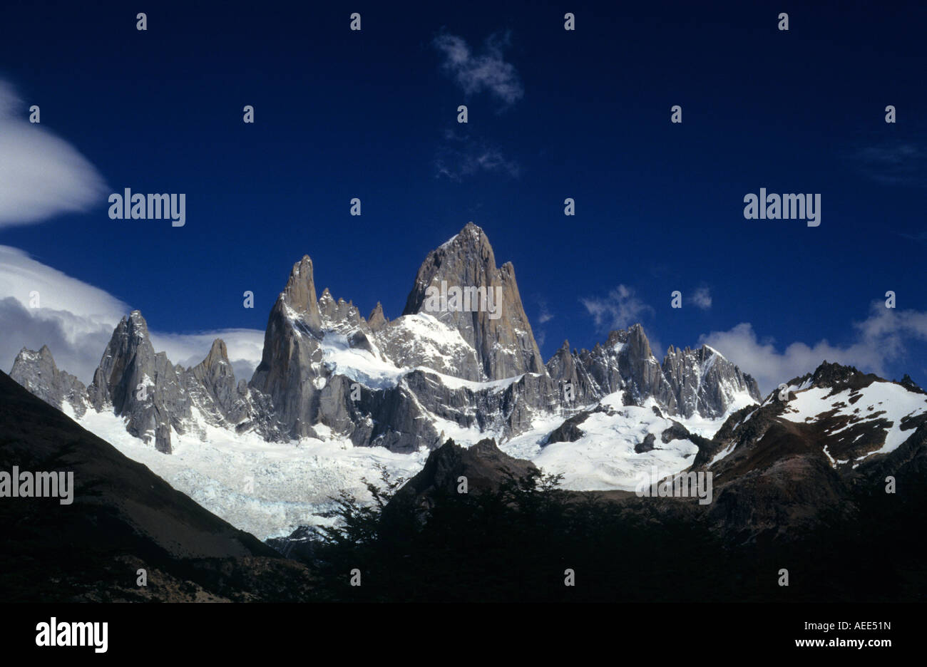 A view of the Fitz Roy Range, Santa Cruz, Patagonia, Argentina Stock ...