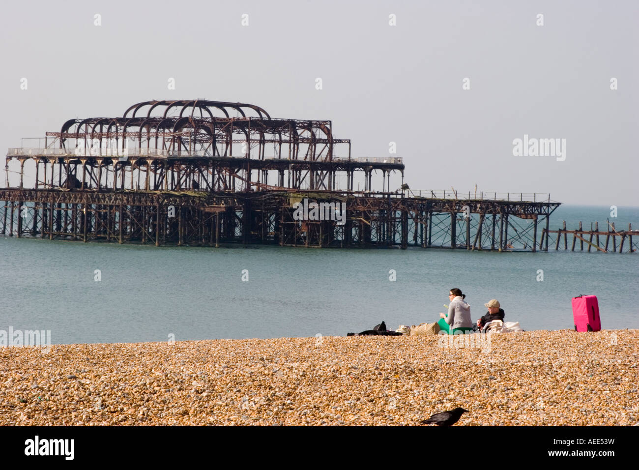 Brighton pier destroyed by fire Stock Photo - Alamy