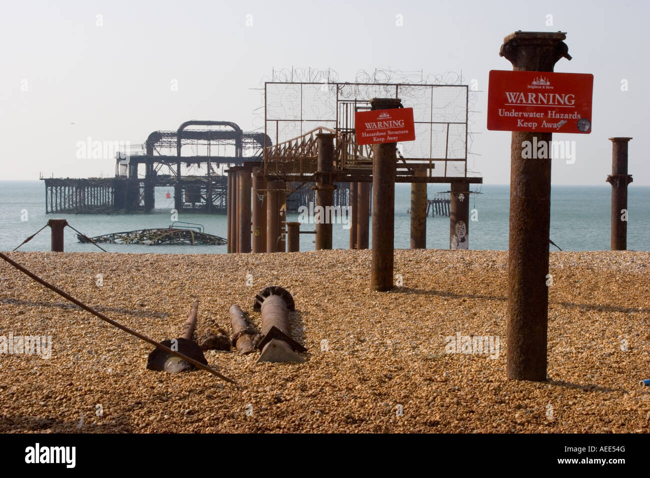 Brighton pier destroyed by fire Stock Photo - Alamy