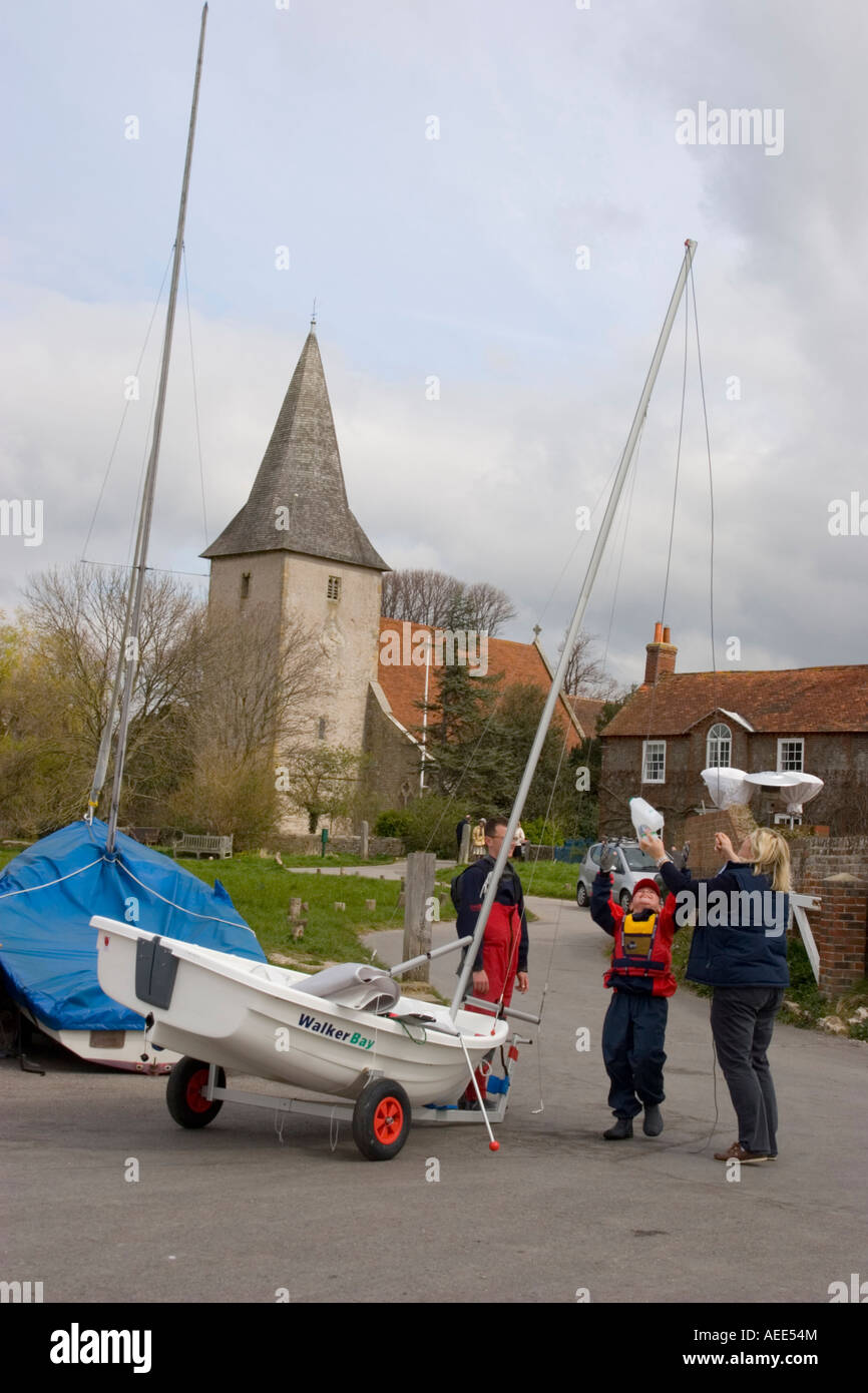 Yacht outside Bosham Church in West Sussex Stock Photo - Alamy