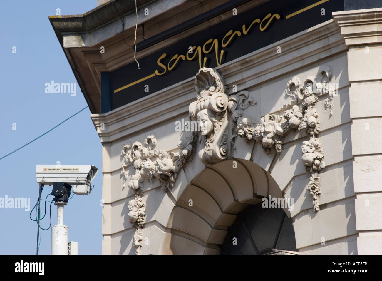 CCTV camera next to decorative arch Stock Photo - Alamy