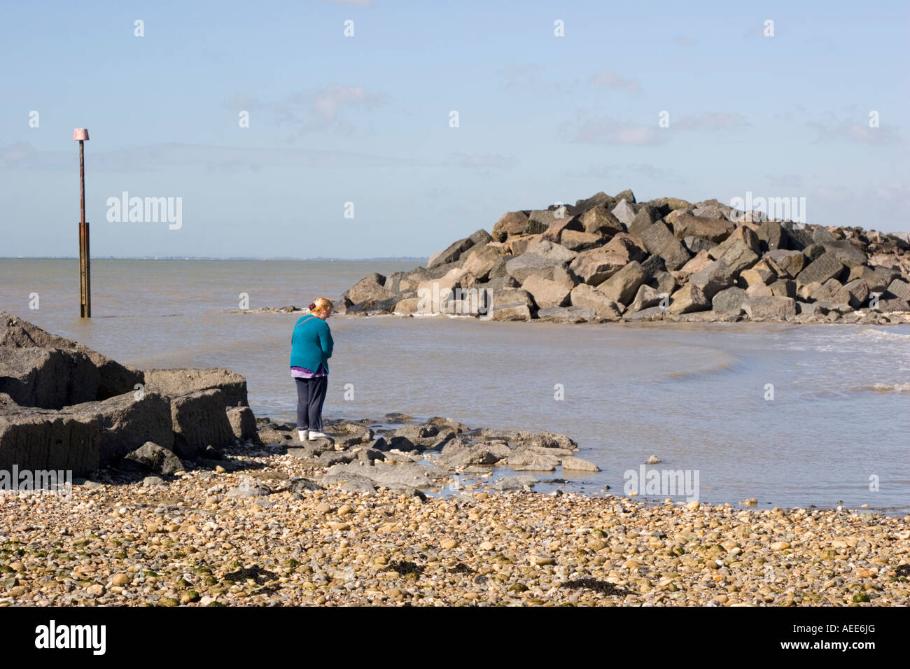 Sea defence scheme consisting of piles of large rocks and boulders ...