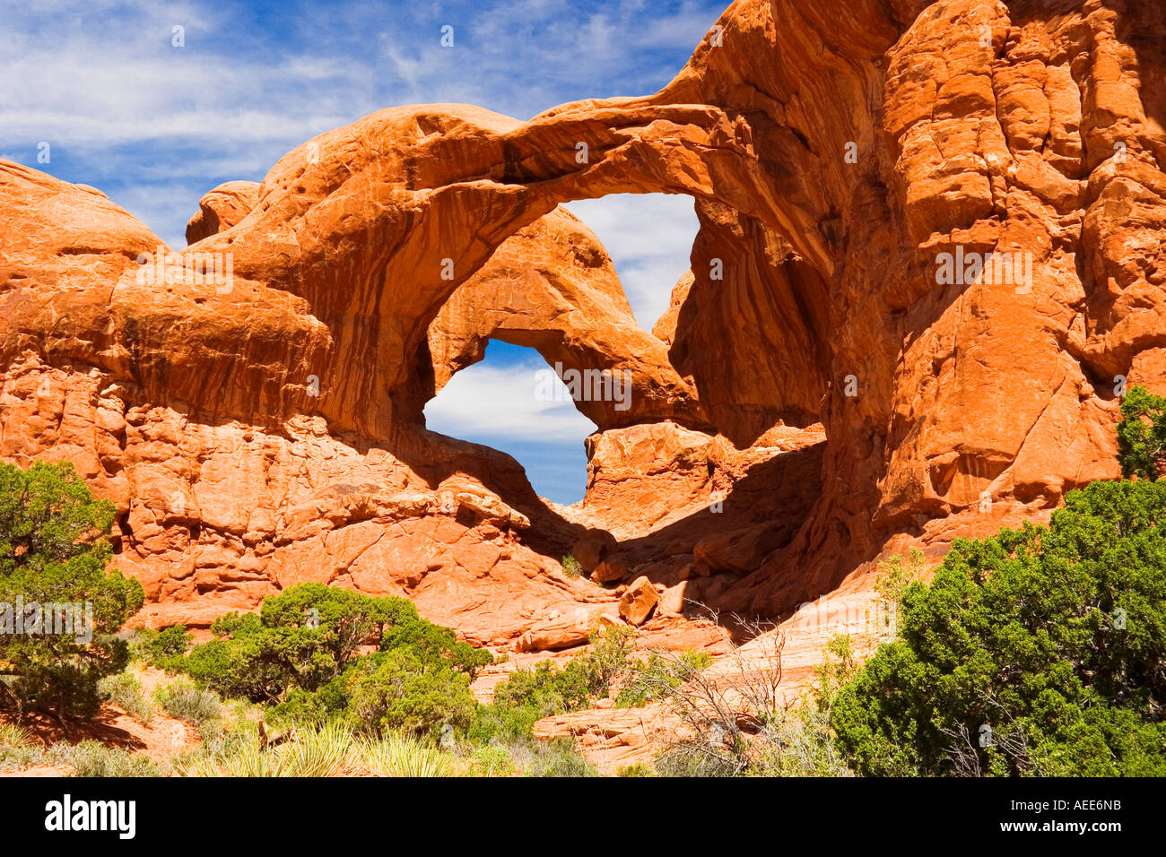 Scenic of Arches National Park Utah showing the Double Arch formation ...