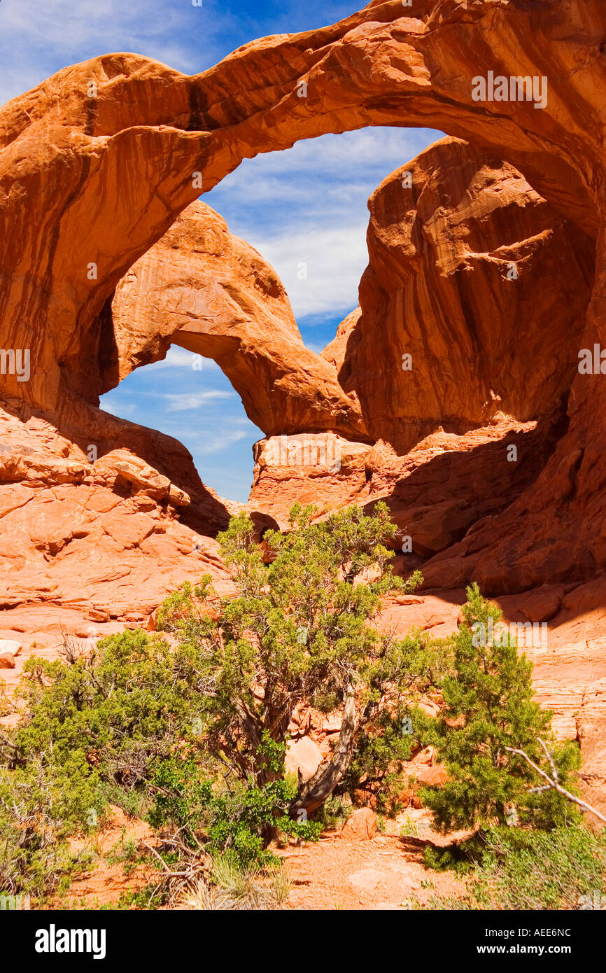 Scenic of Arches National Park Utah showing the Double Arch formation ...