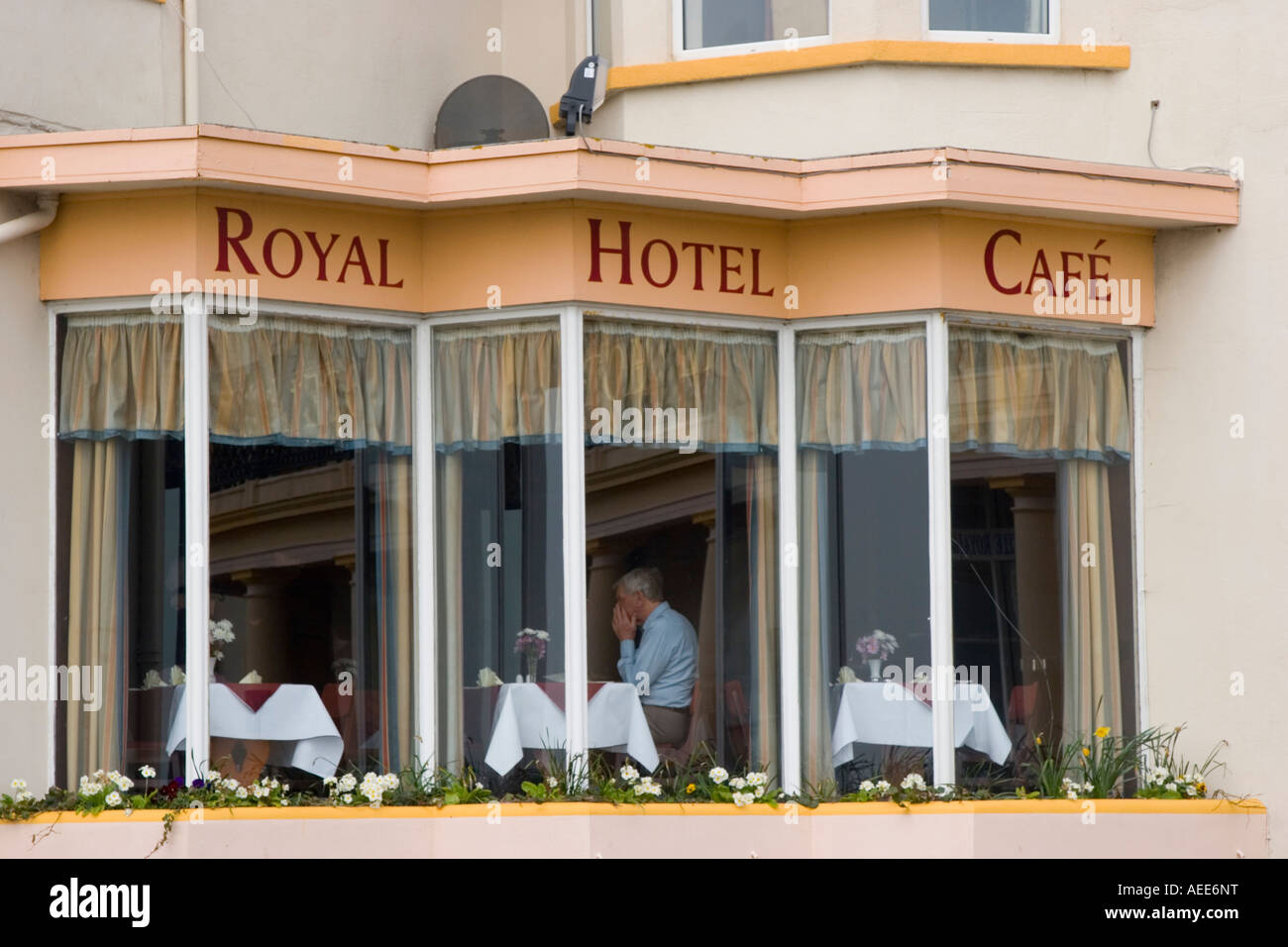 View into a hotel cafe and restaurant in Bognor Regis West Sussex Stock ...