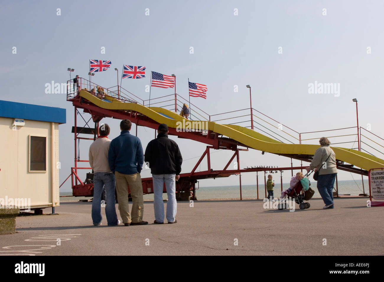 Fairground slide with union jack and stars stripes flags Stock Photo ...