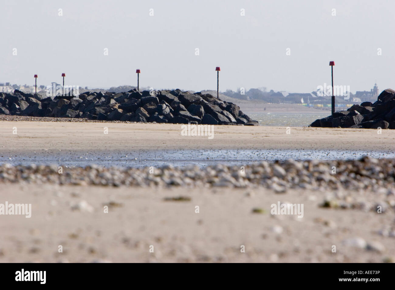 Sea defence scheme consisting of piles of large rocks and boulders ...
