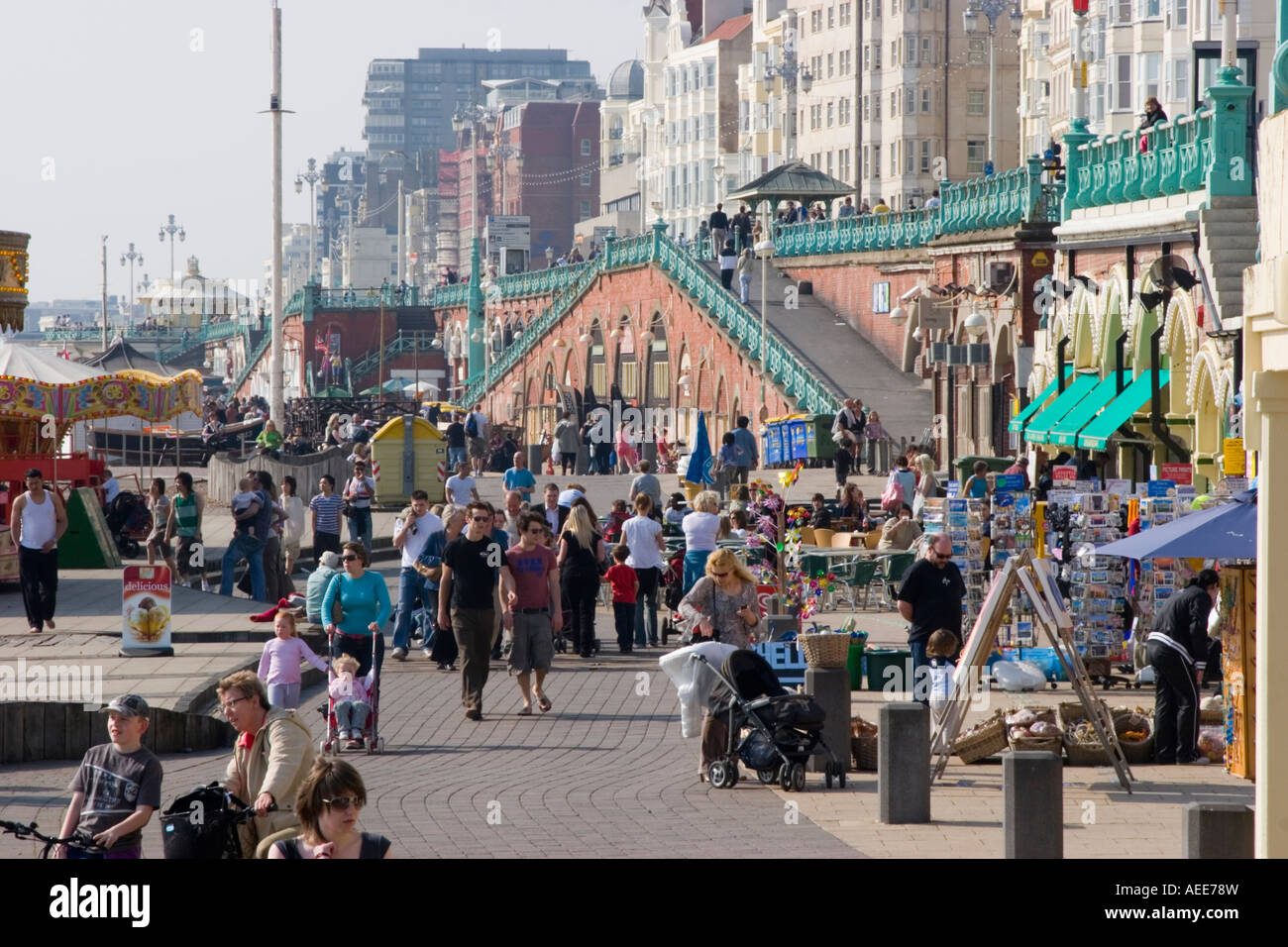 A very busy and crowded sea front in Brighton East Sussex Stock Photo ...