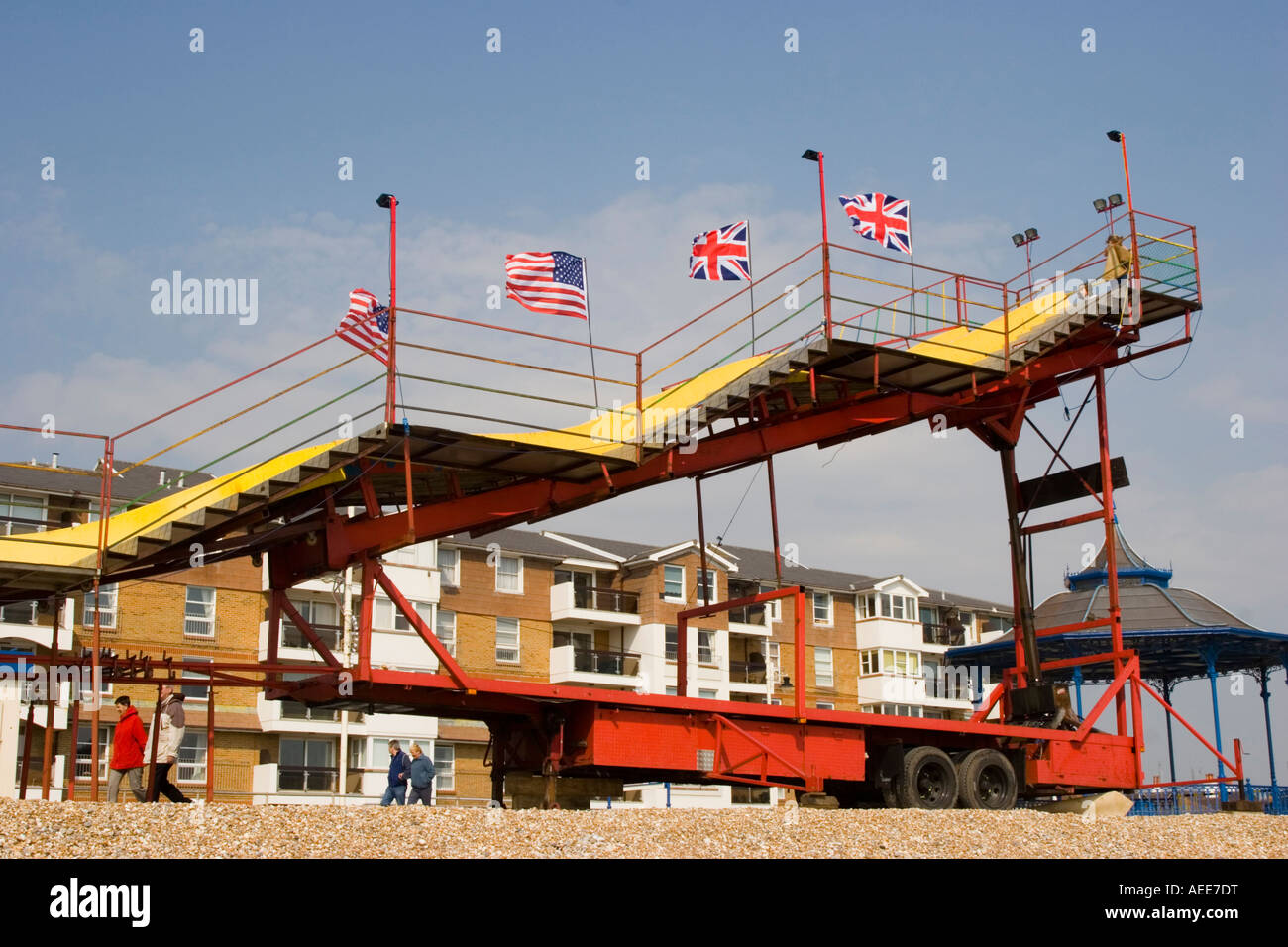 Fairground slide with union jack and stars stripes flags Stock Photo ...