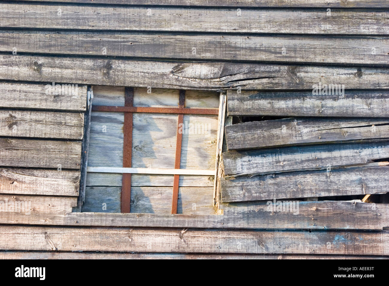 Window in derelict wooden shed Stock Photo - Alamy