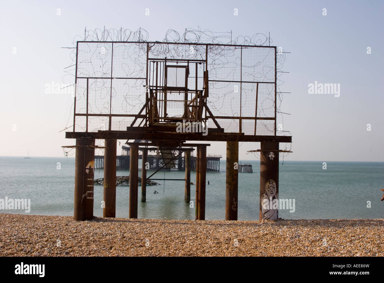 Brighton pier destroyed by fire Stock Photo - Alamy