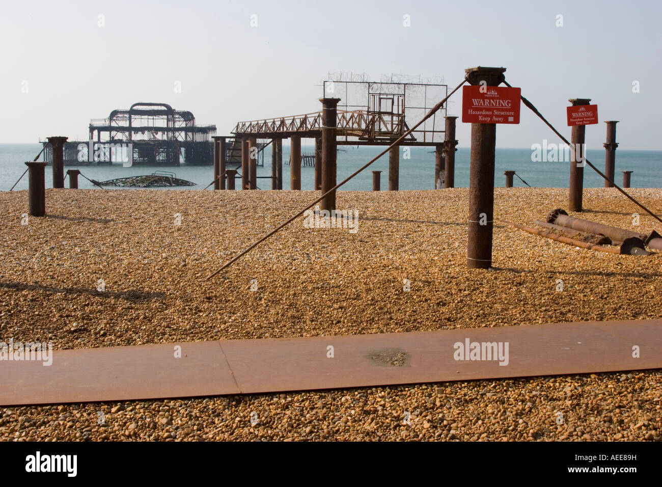 Brighton pier destroyed by fire Stock Photo - Alamy