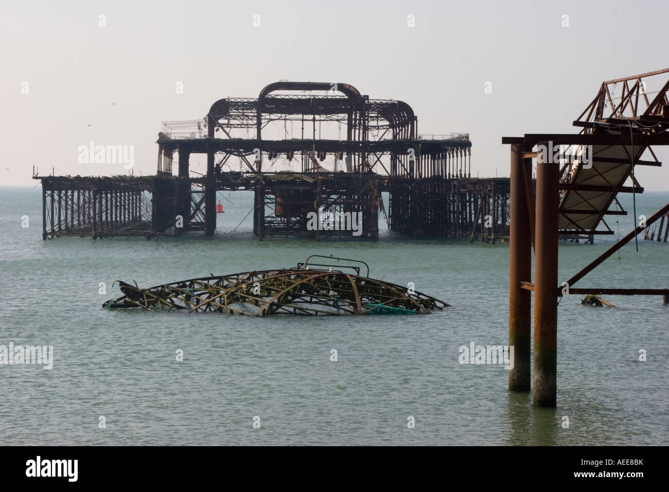Brighton pier destroyed by fire Stock Photo - Alamy