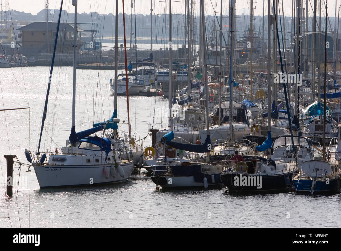 Yachts moored in a marina near Littlehampton Stock Photo - Alamy