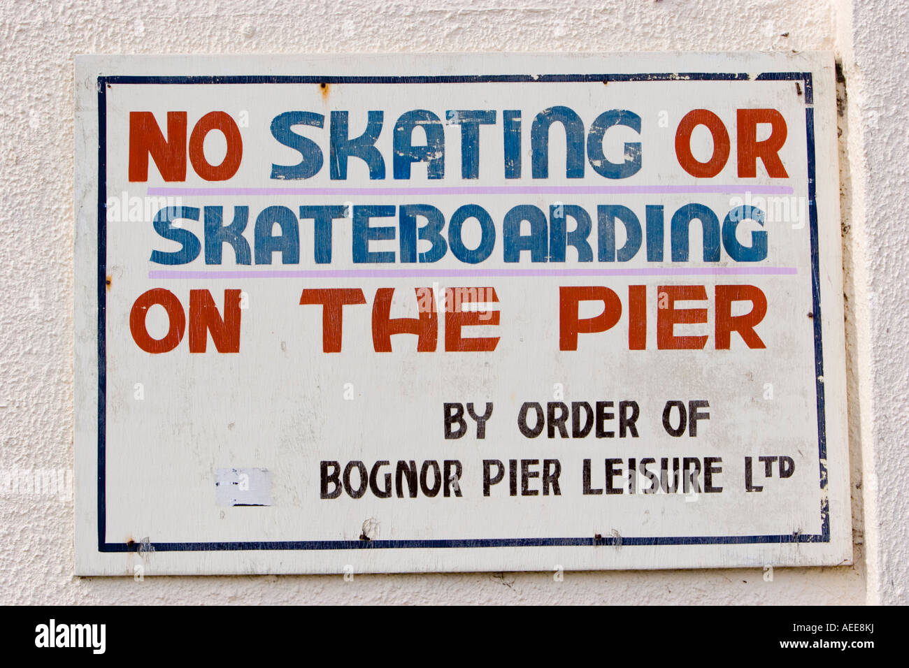 Sign on the pier in Bognor Regis West Sussex Stock Photo - Alamy