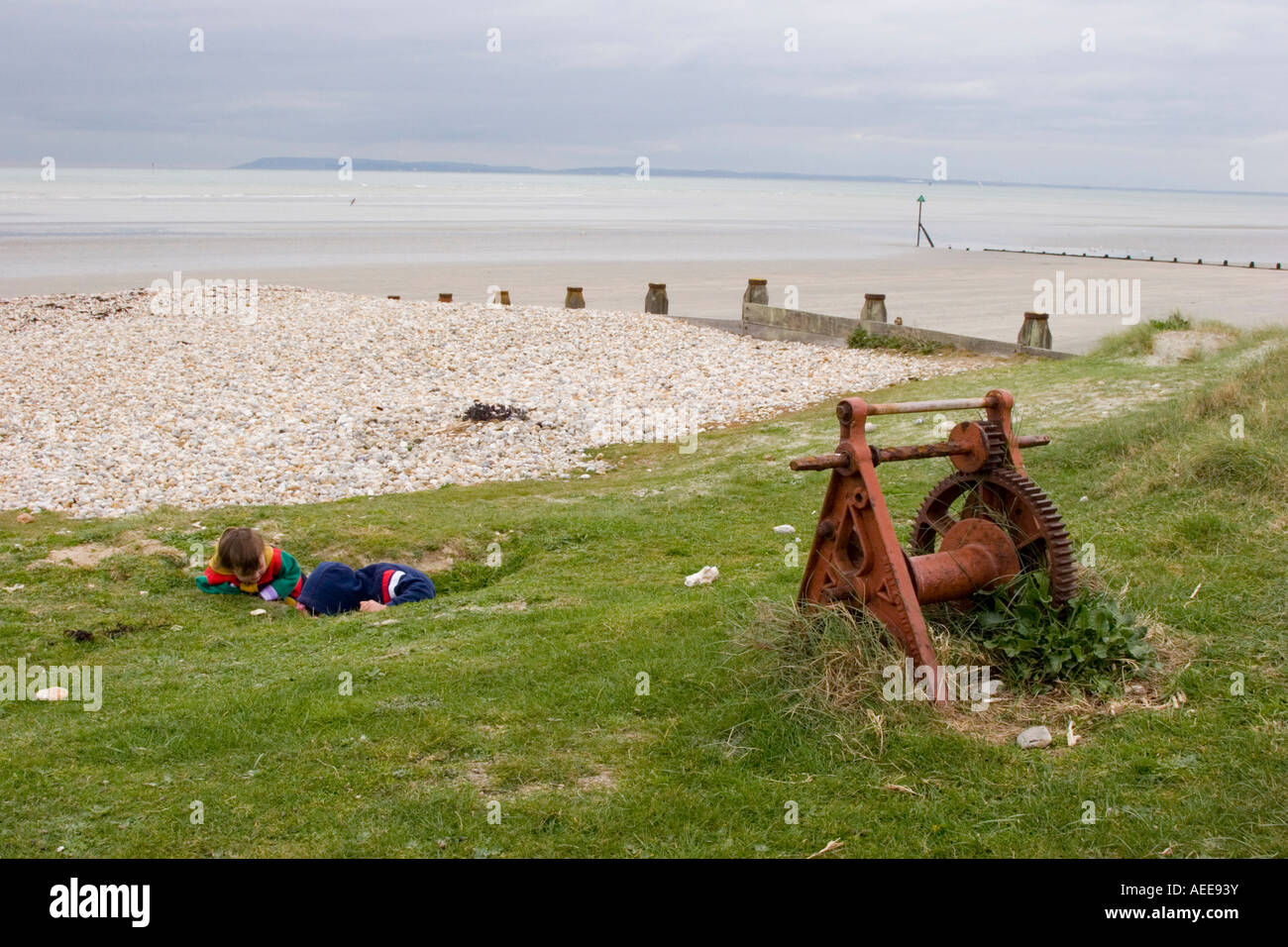 Rusty winch on the beach in West Wittering Stock Photo - Alamy