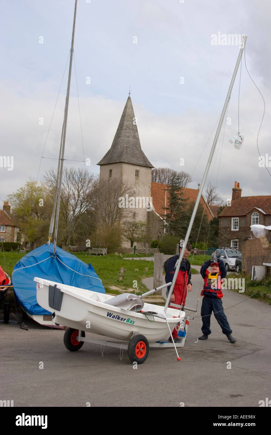 Yacht outside Bosham Church in West Sussex Stock Photo - Alamy