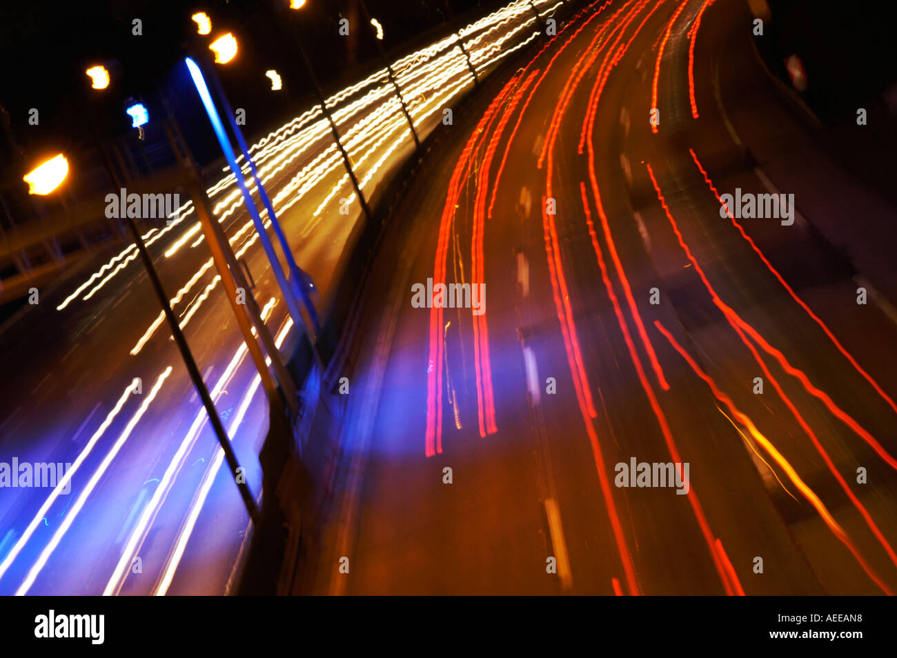 traffic at city highway at evening light effects Stock Photo - Alamy
