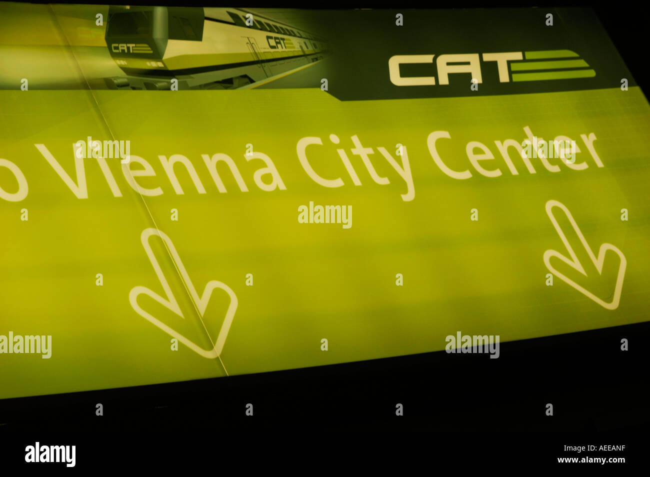 Vienna, City Airport Train, CAT, sign, Vienna City Center Stock Photo ...