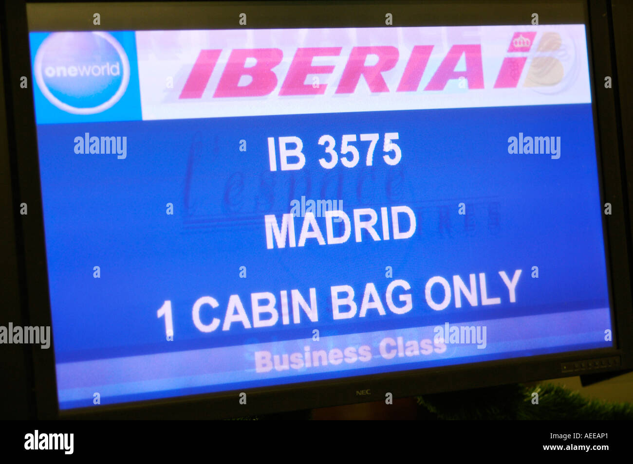 International Airport Vienna at Wien Schwechat, display screen, Iberia ...