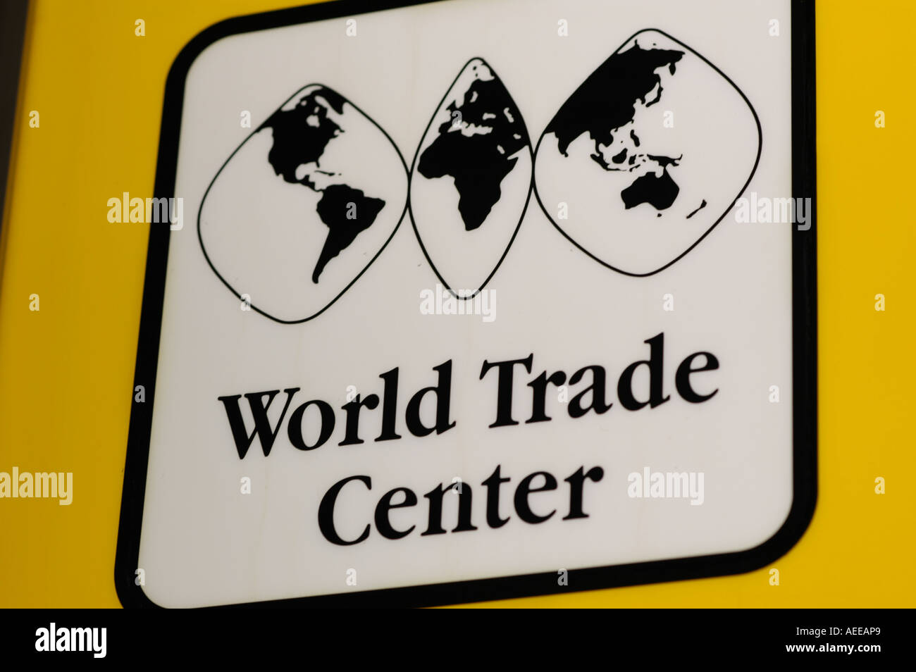 World Trade Center, sign with symbol Stock Photo - Alamy
