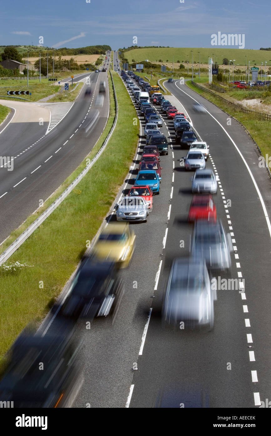 Traffic queue on A303 near Stonehenge Wiltshire England UK Stock Photo ...