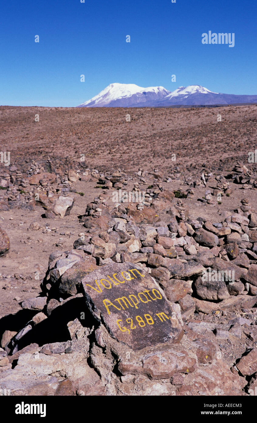 View of the volcano Ampato from the Paca Pampo pass Peru Stock Photo ...