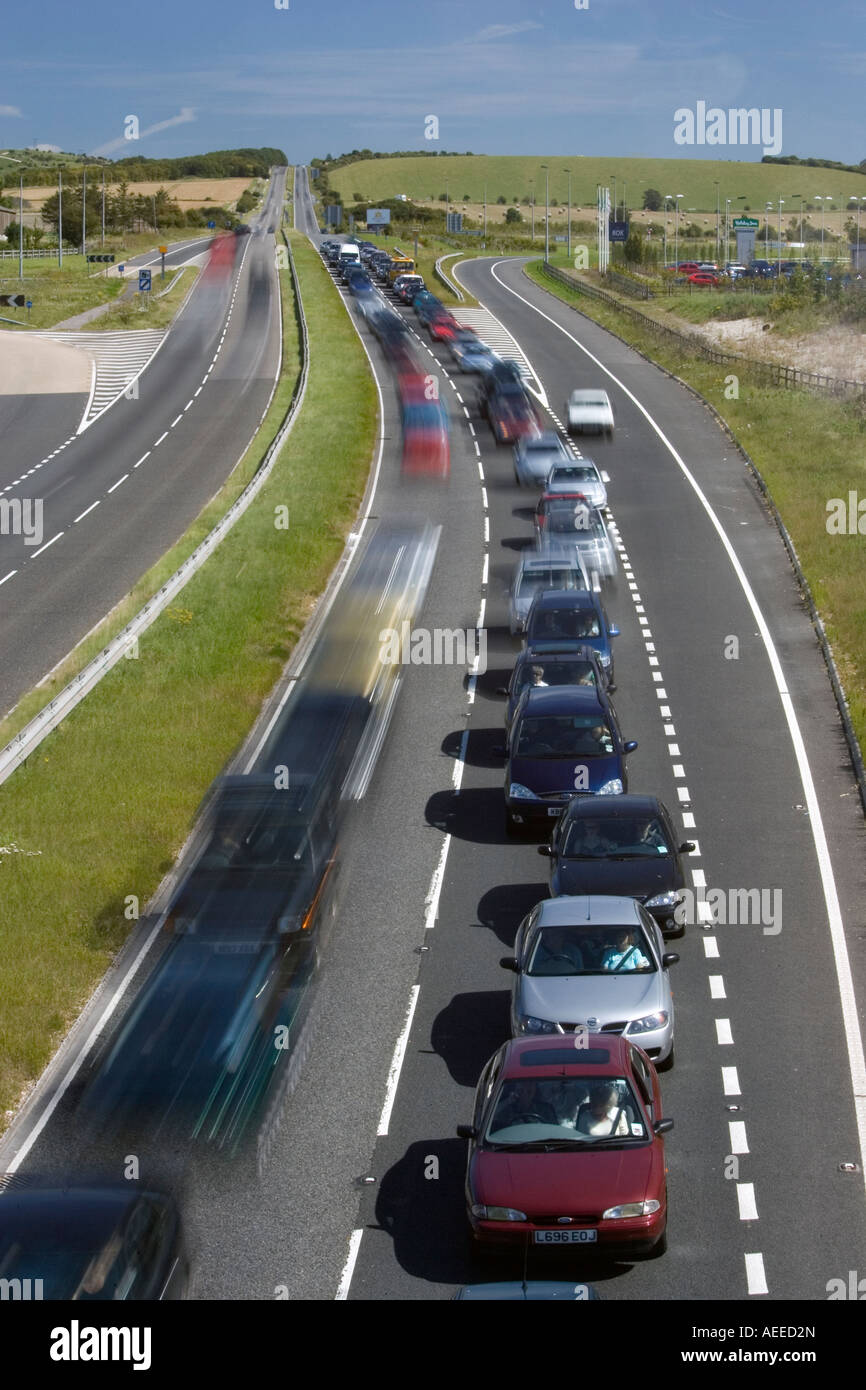 Traffic queue on A303 near Stonehenge Wiltshire England UK Stock Photo ...