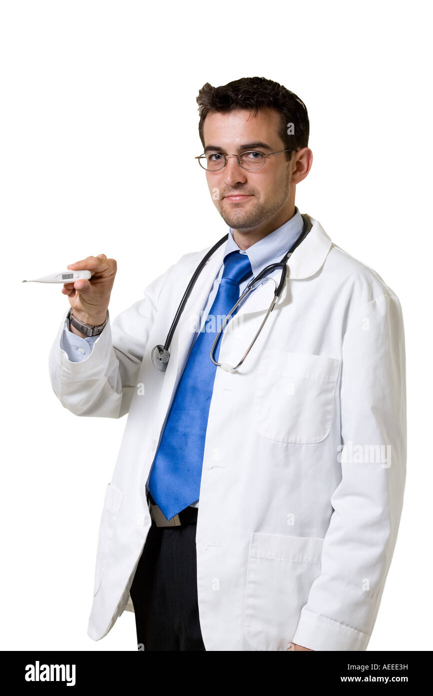 Doctor with thermometer Stock Photo - Alamy