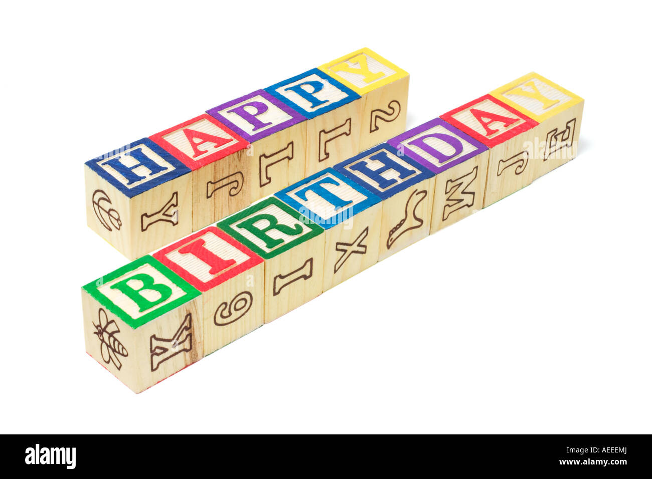 Alphabet Blocks- Happy Birthday Stock Photo - Alamy