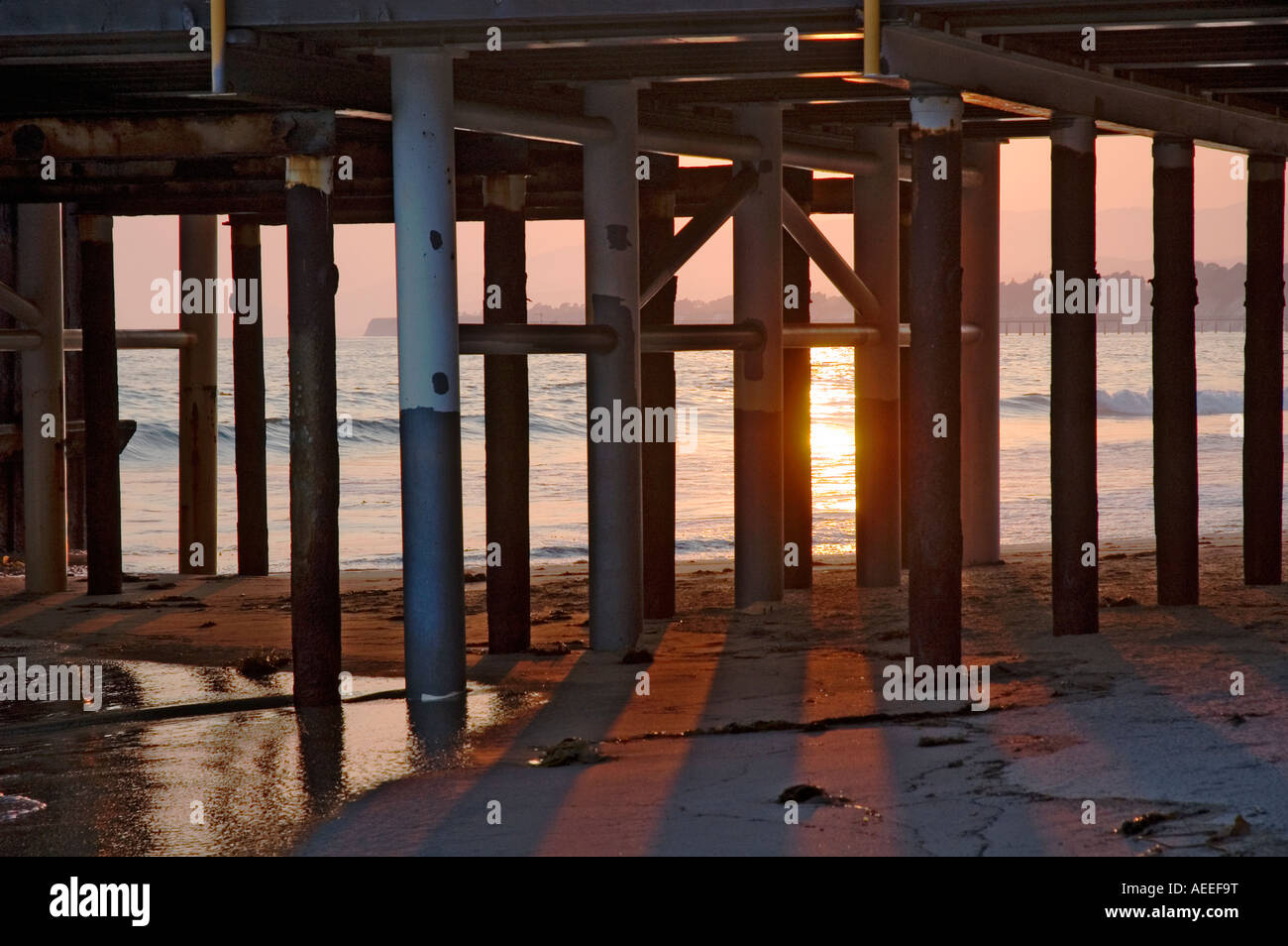 Old oil pier at Bacara (Haskell's) beach Stock Photo - Alamy
