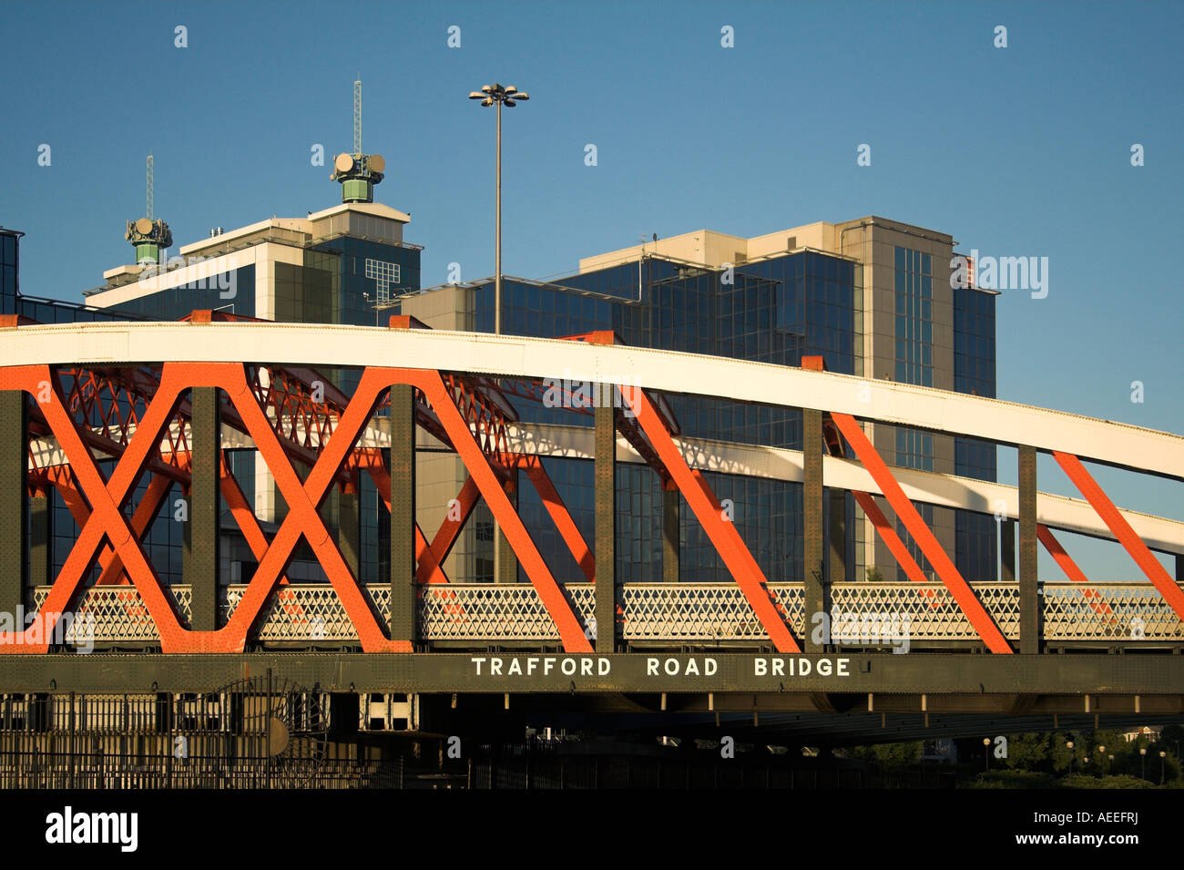 Trafford Road Bridge over the Manchester Ship Canal and World Trade ...