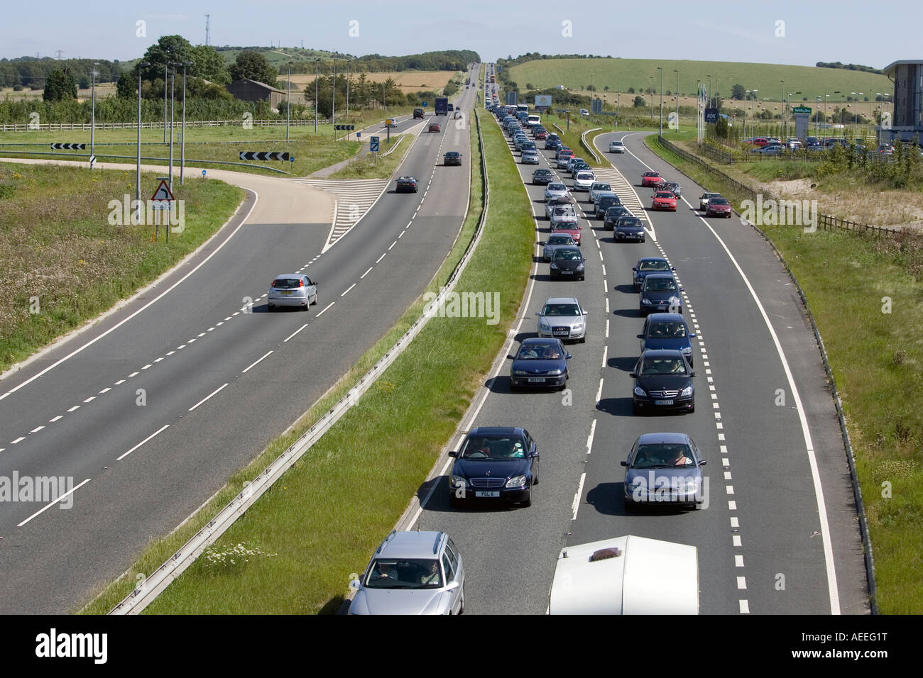 Traffic queue on A303 near Stonehenge Wiltshire England UK Stock Photo ...