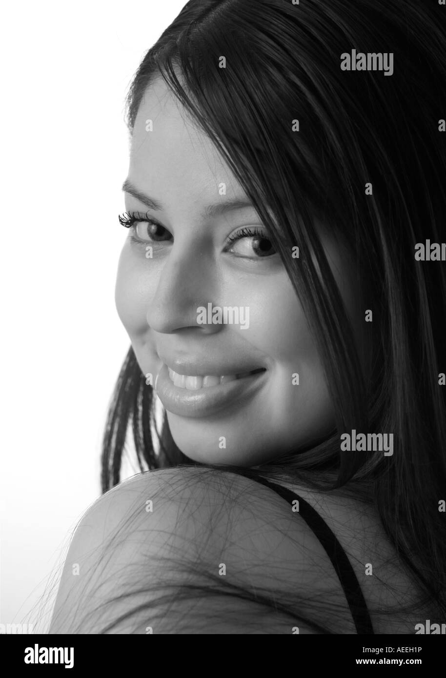 Closeup pretty woman posing Black and White Stock Photos & Images - Alamy