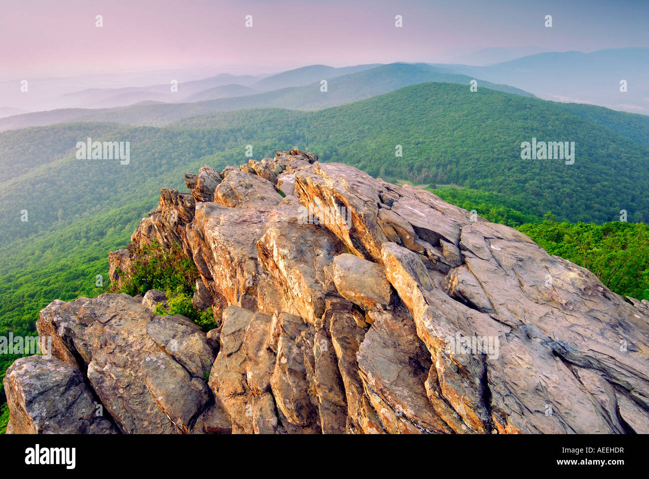Humpback Rocks sunset, Bkue Ridge Parkway, Virginia Stock Photo - Alamy