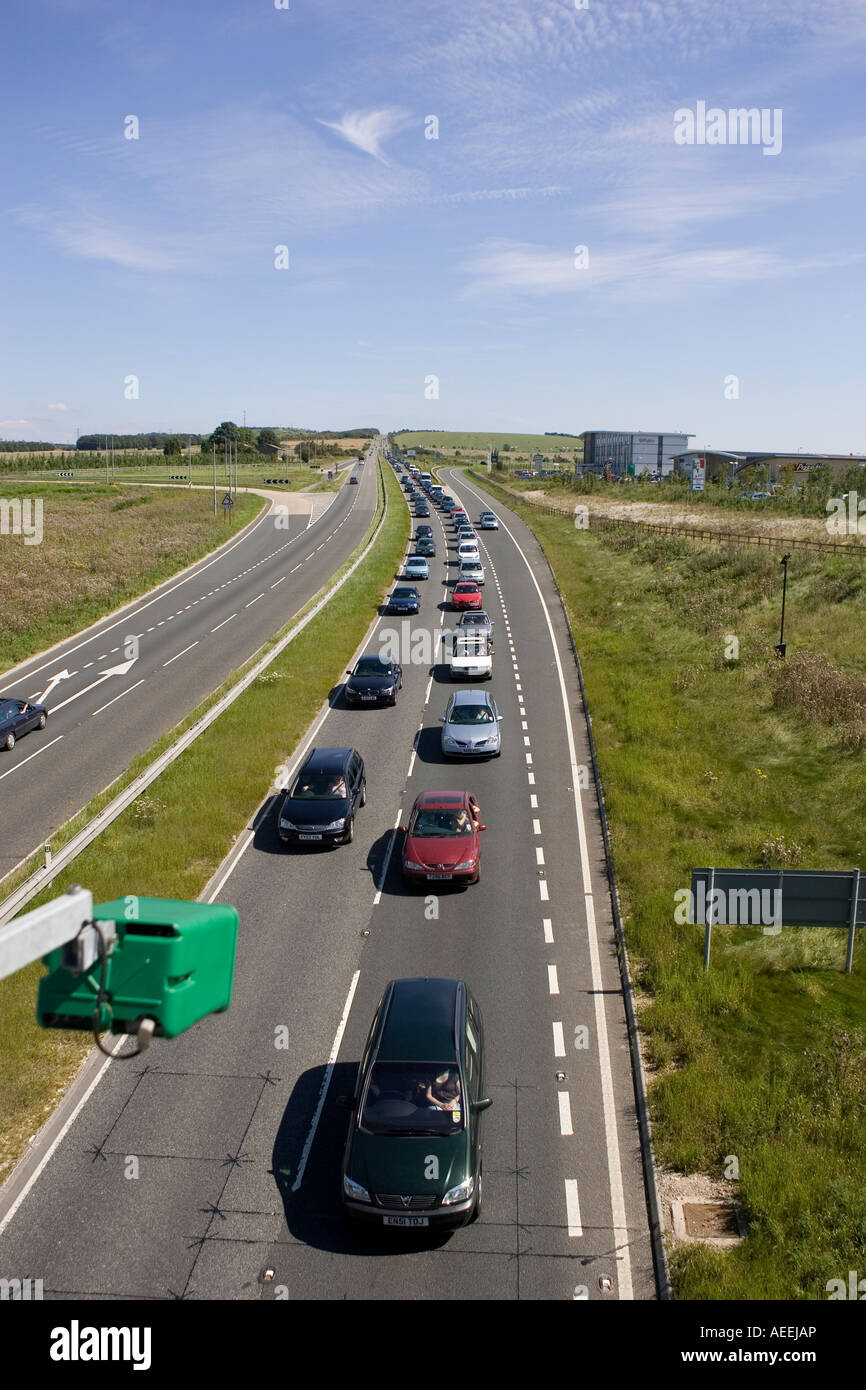 Traffic queue on A303 near Stonehenge Wiltshire England UK Stock Photo ...