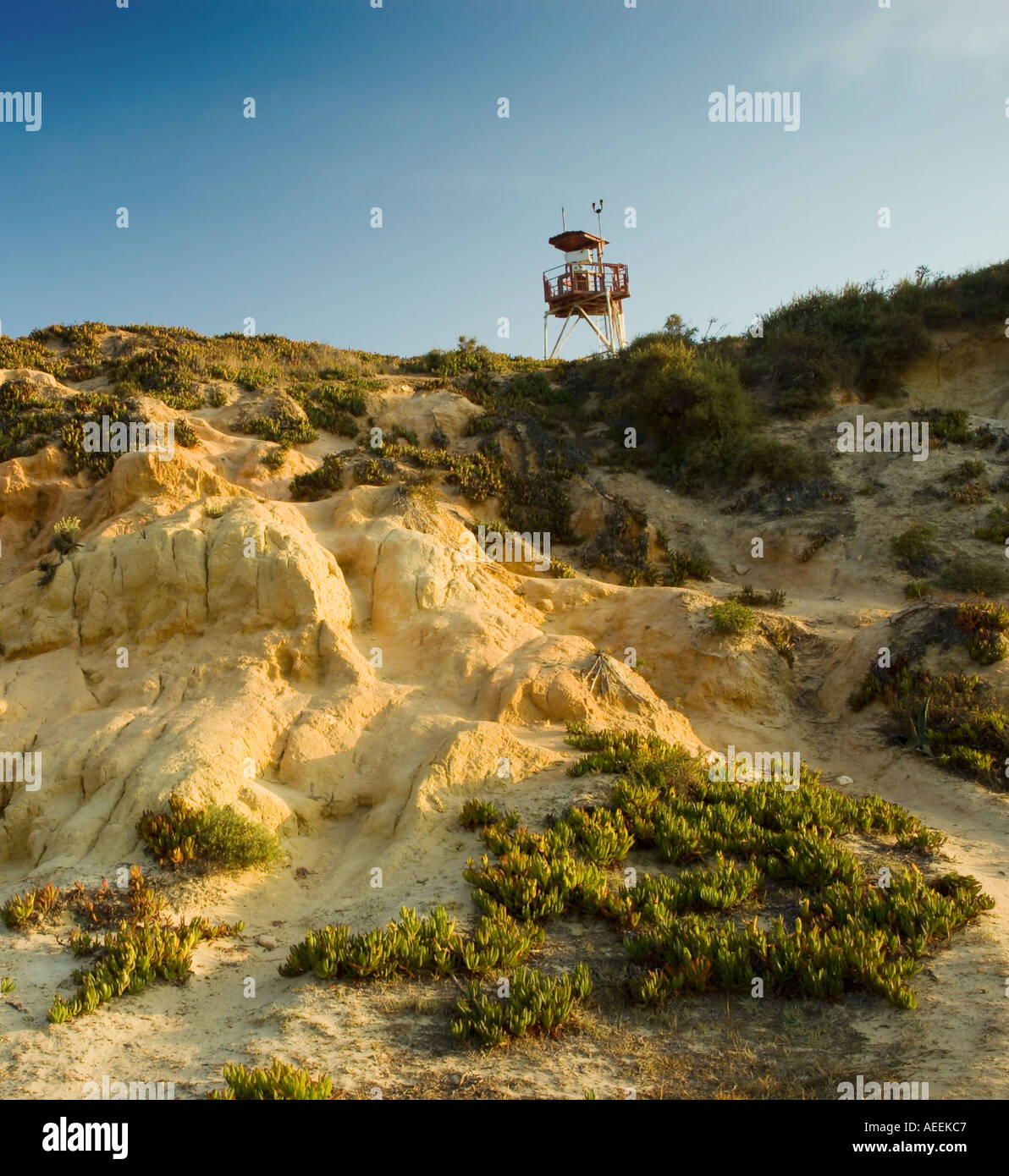 Lighthouse on Gale beach near Albufeira Algarve Portugal Stock Photo ...