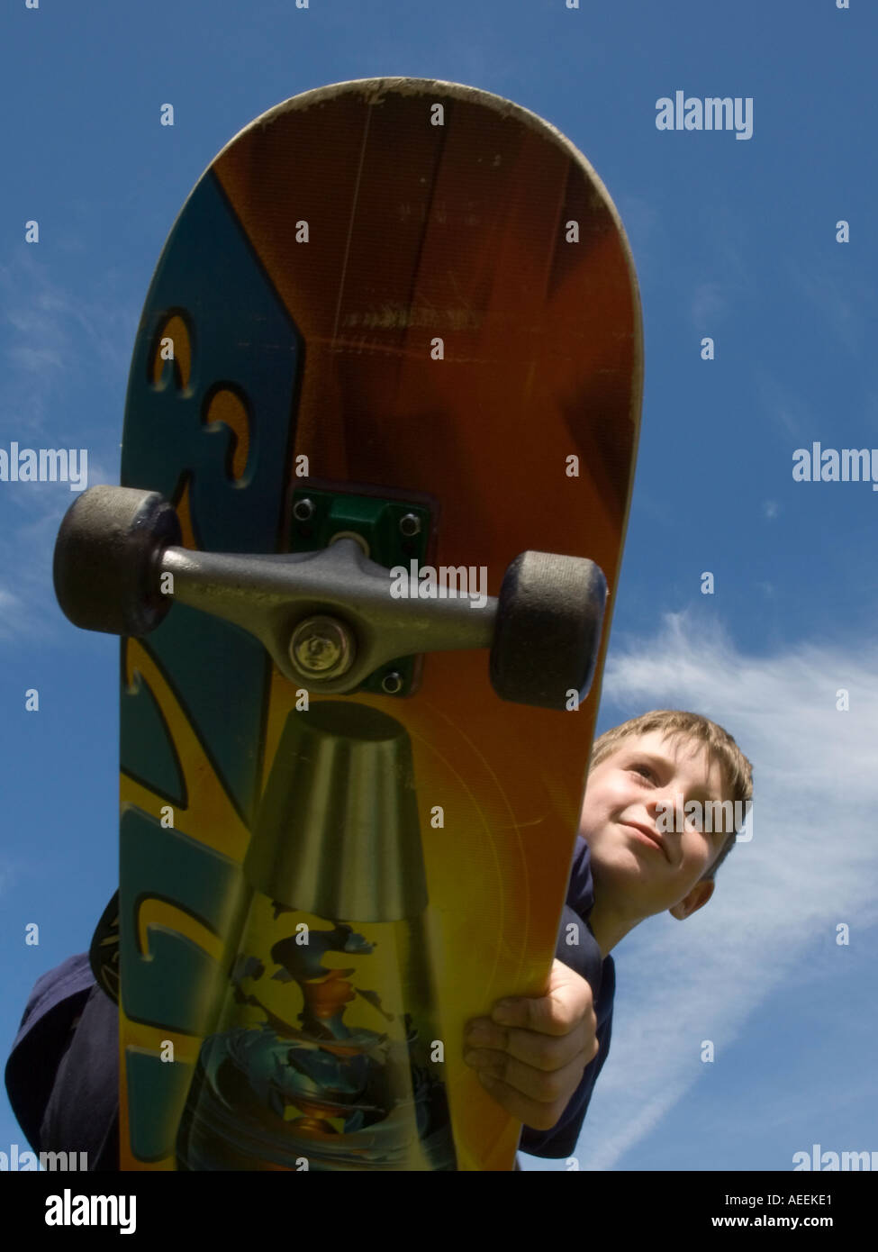 Boy on skateboard Stock Photo - Alamy