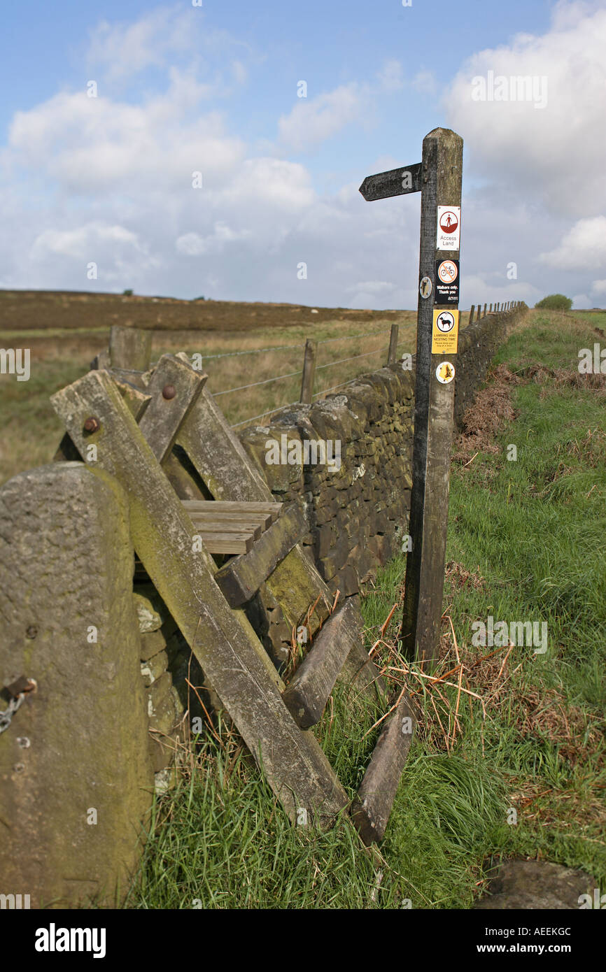 Ladder stile and footpath sign Peak District National Park Derbyshire ...
